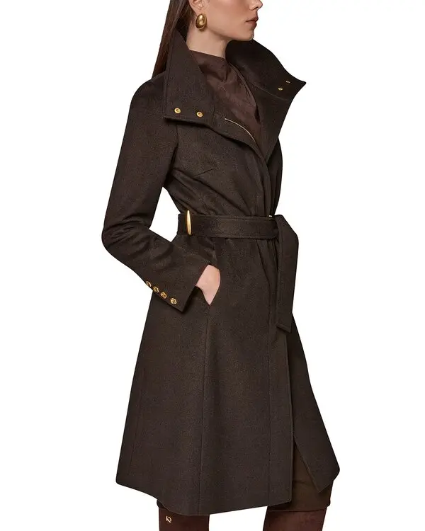 Dkny Wool Blend Belted Coat