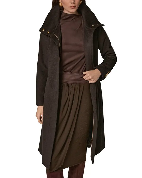 Dkny Wool Blend Belted Coat