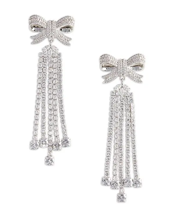 SELF-PORTRAIT Crystal Bow Drop Earrings