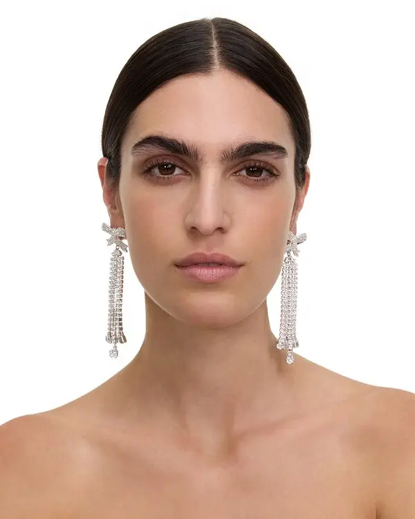 SELF-PORTRAIT Crystal Bow Drop Earrings