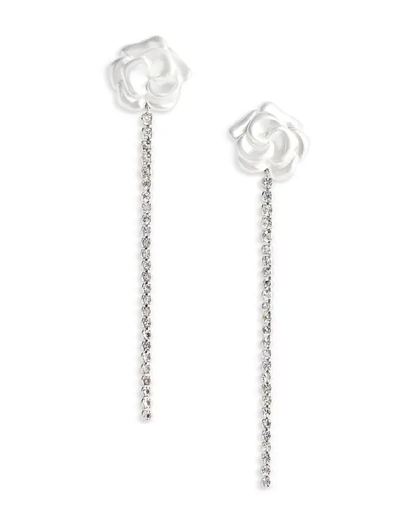 SELF-PORTRAIT Imitation Pearl Flower Crystal Droplet Earrings