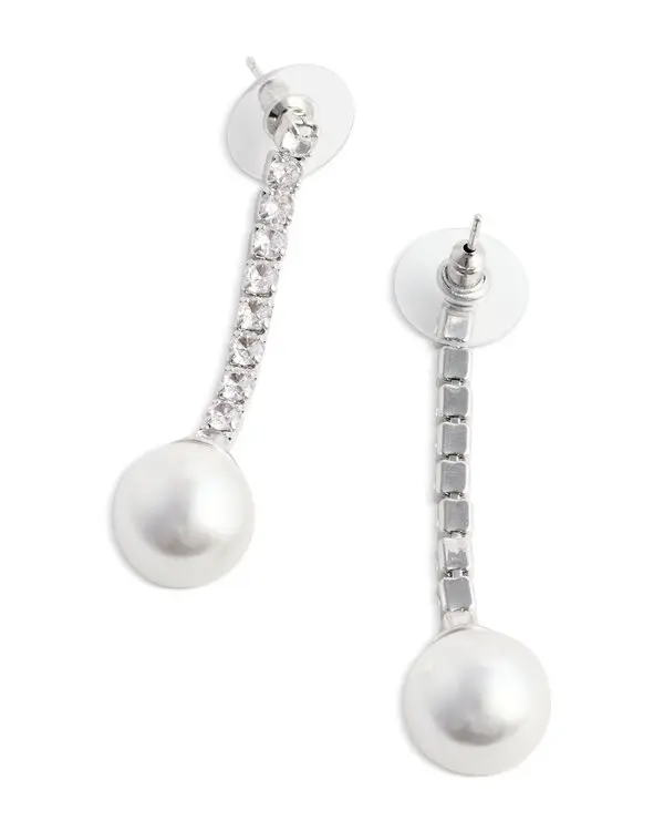SELF-PORTRAIT Crystal & Imitation Pearl Linear Drop Earrings