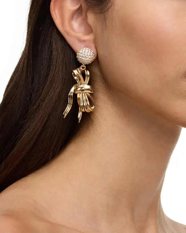 SELF-PORTRAIT Crystal Bow Drop Earrings