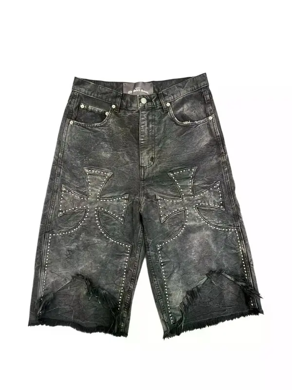 SEKRIT Chopper Studded Denim Shorts