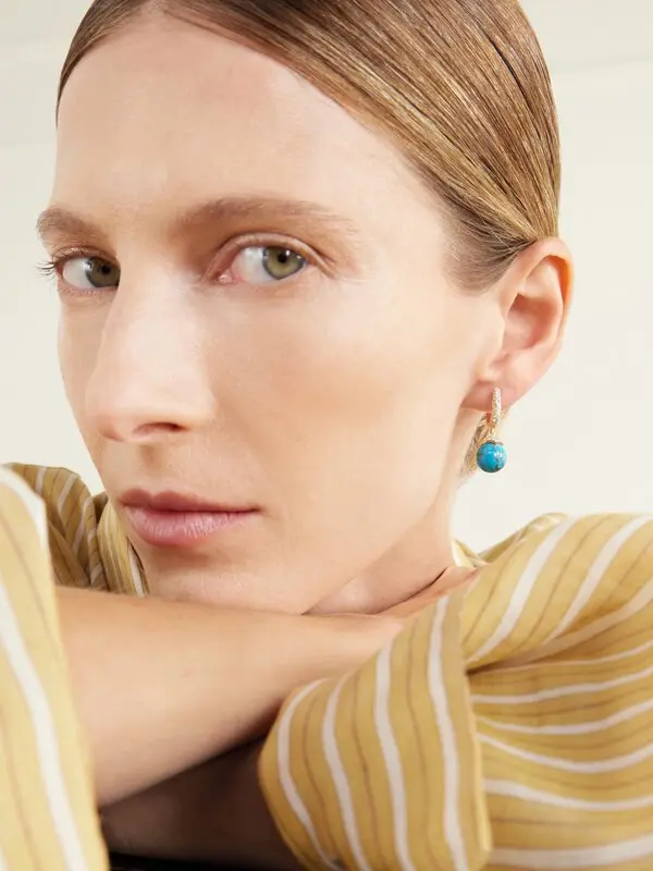 OCTAVIA ELIZABETH 18-karat Gold, Turquoise And Diamond Earrings