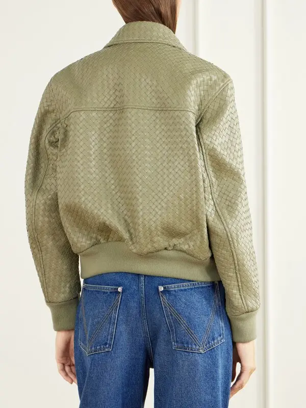 Bottega Veneta Rib-trimmed Intrecciato Leather Blouson Jacket