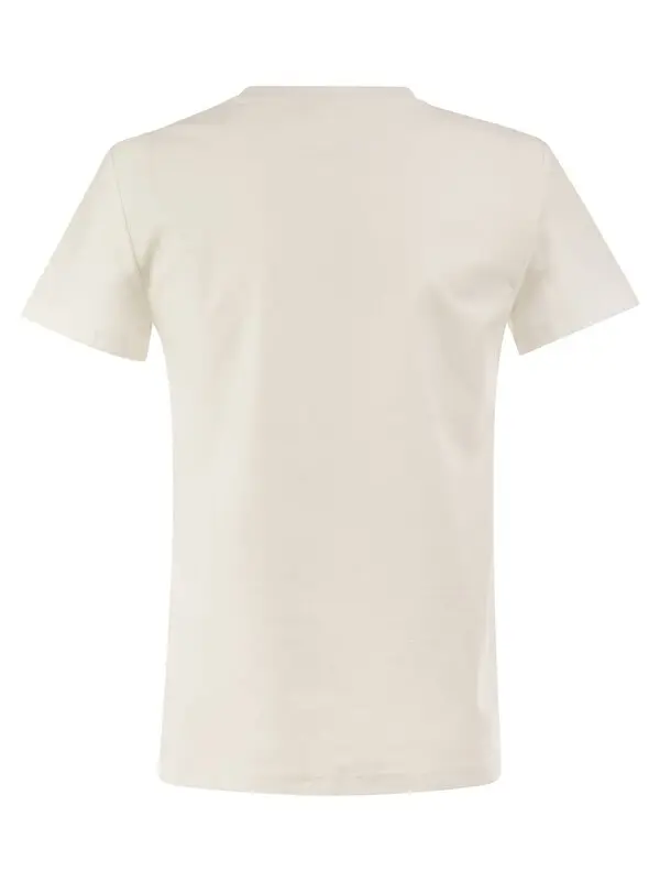 Max Mara Mxmpanfilo Stretch Cotton T-shirt With Tonal Logo - White
