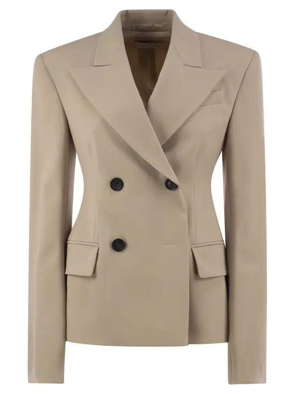 Sportmax Spxfresia Tailored Double-breasted Stretch Wool Blazer - Cream