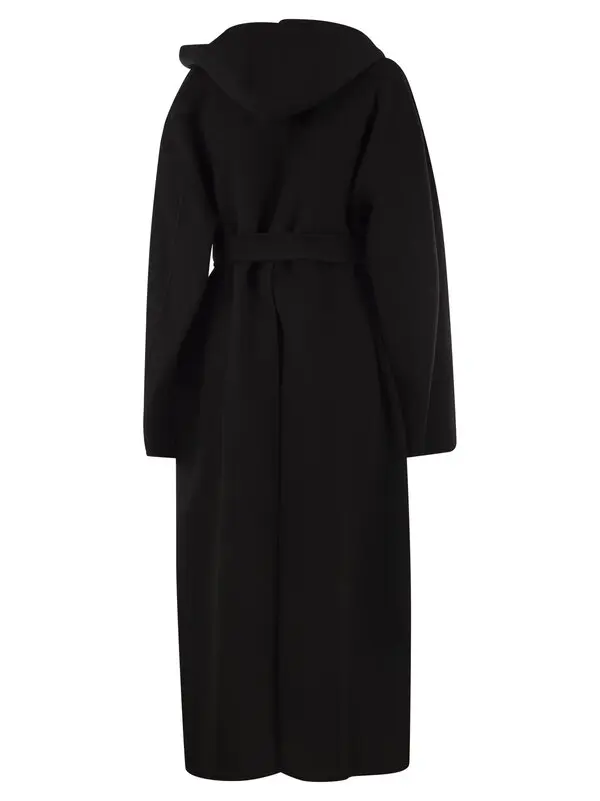 Sportmax Spxolmo Pure Virgin Wool Hooded Coat - Black
