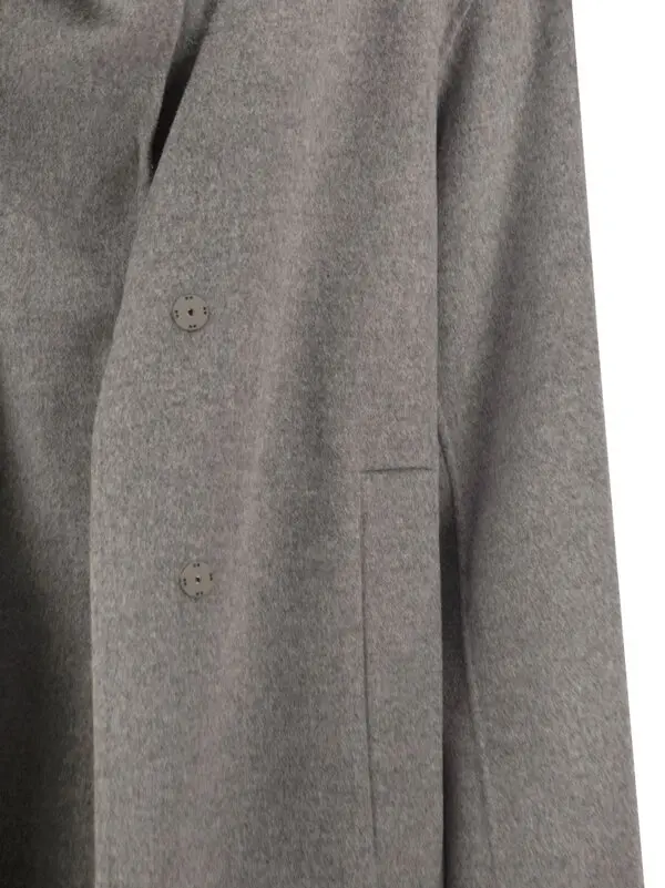 Sportmax Spsassenso Long Virgin Wool Coat With High Neck - Gray