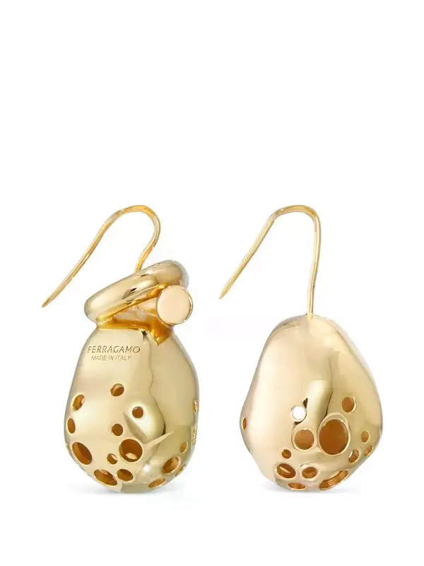 FERRAGAMO Sculptural Cutout Drop Earrings - Gold