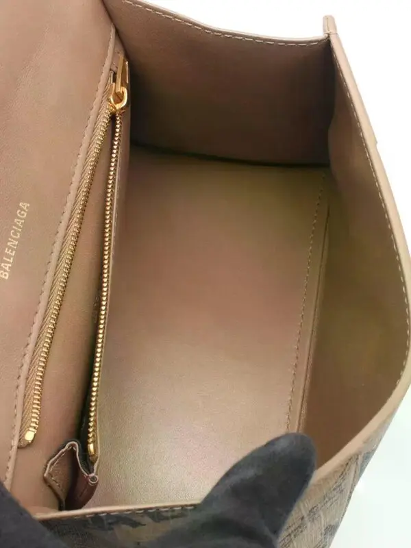 Balenciaga 2018-2026 Small Bb Monogram Coated Canvas Hourglass Top Handle Bag Satchel