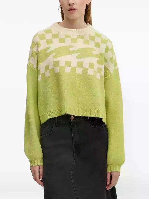 BILLABONG Palm Forever Checkerboard-intarsia Sweater - Green