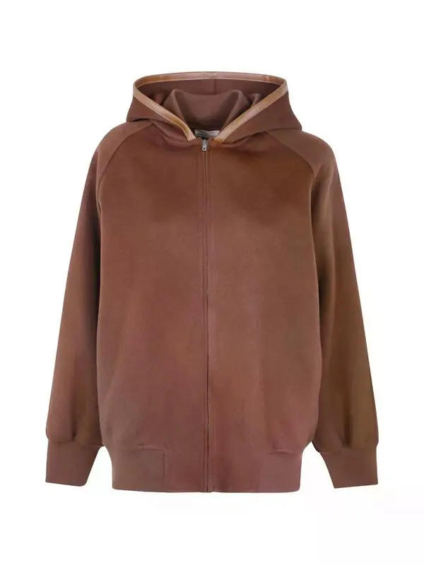 SEMICOUTURE Sharleen Hooded Leather-trim Jacket