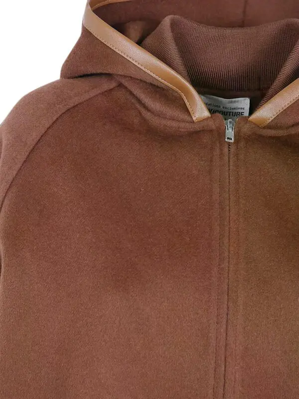 SEMICOUTURE Sharleen Hooded Leather-trim Jacket