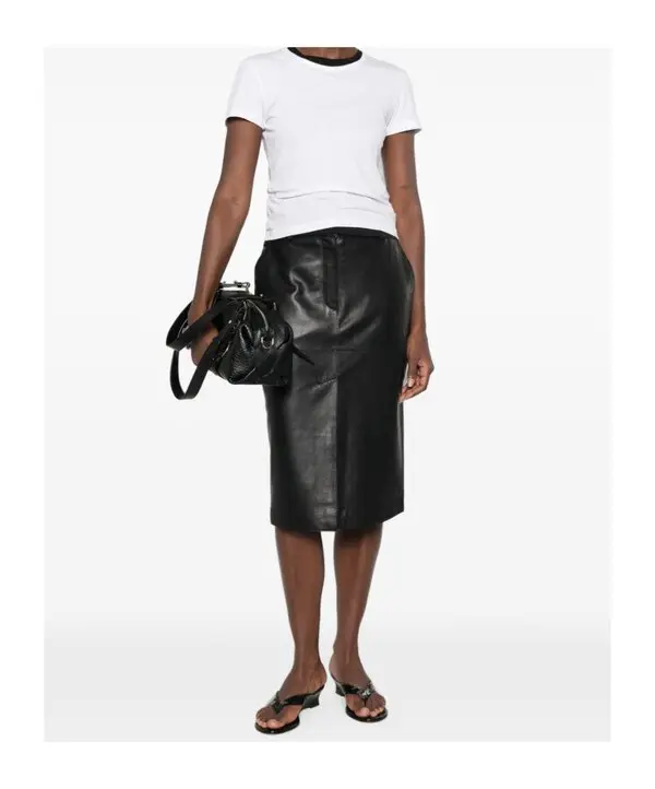 P.a.r.o.s.h Panelled Leather Midi Skirt