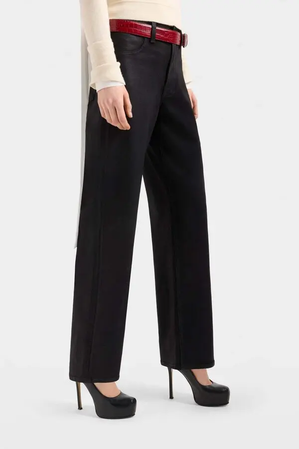 7 For All Mankind Stovepipe Straight In Coated Denim