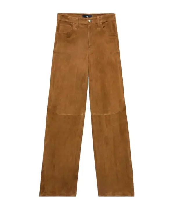 7 For All Mankind Stovepipe Straight In Suede - Brown