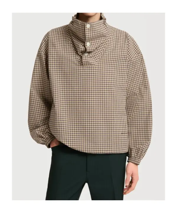 Marni Checked Poplin Shirt With Funnel Neck