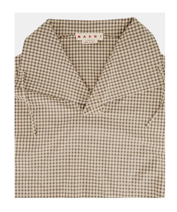 Marni Checked Poplin Shirt With Funnel Neck