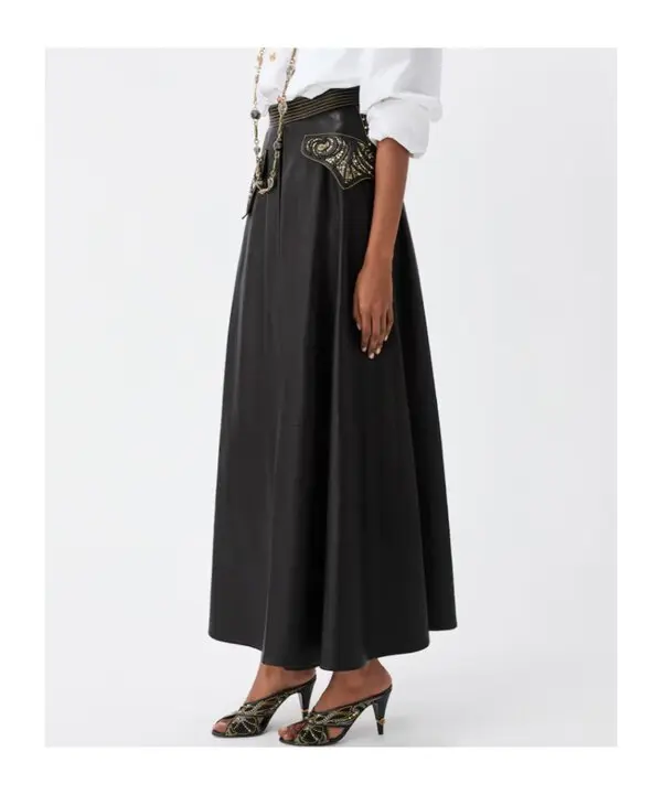 Versace Studded Leather Midi Skirt