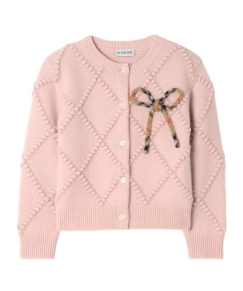 Burberry Check Bow Wool Cashmere Cardigan