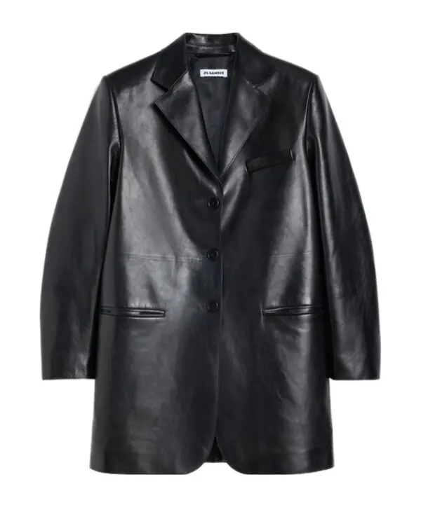 JIL SANDER Leather Tailored Jacket - Black
