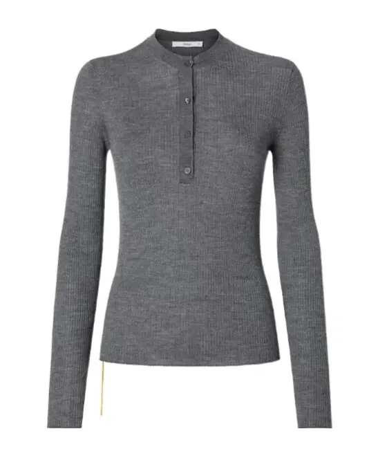 Fendi Gray Melange Wool Ribbed Sweater
