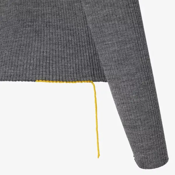 Fendi Gray Melange Wool Ribbed Sweater