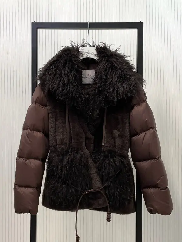 Moncler Drawstring Faux Fur Puffer Coat
