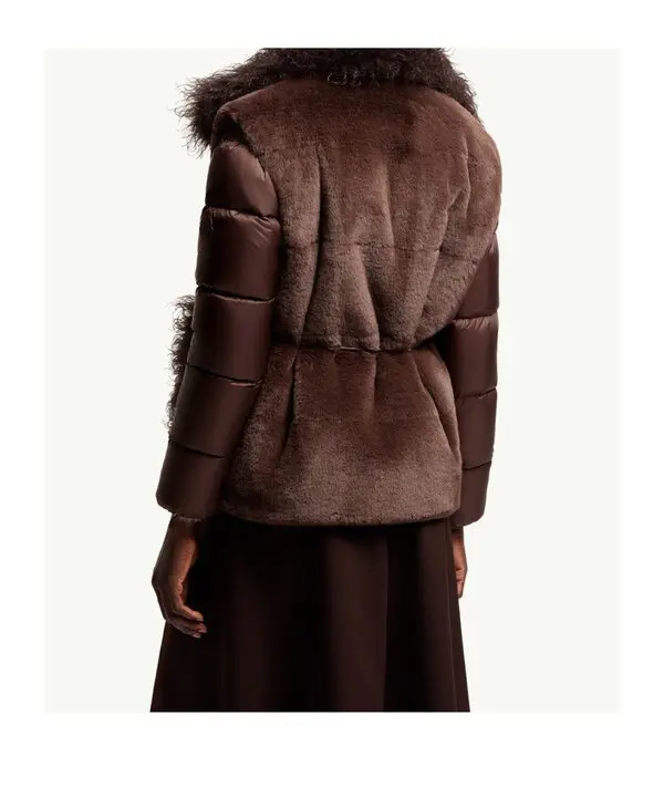 Moncler Drawstring Faux Fur Puffer Coat