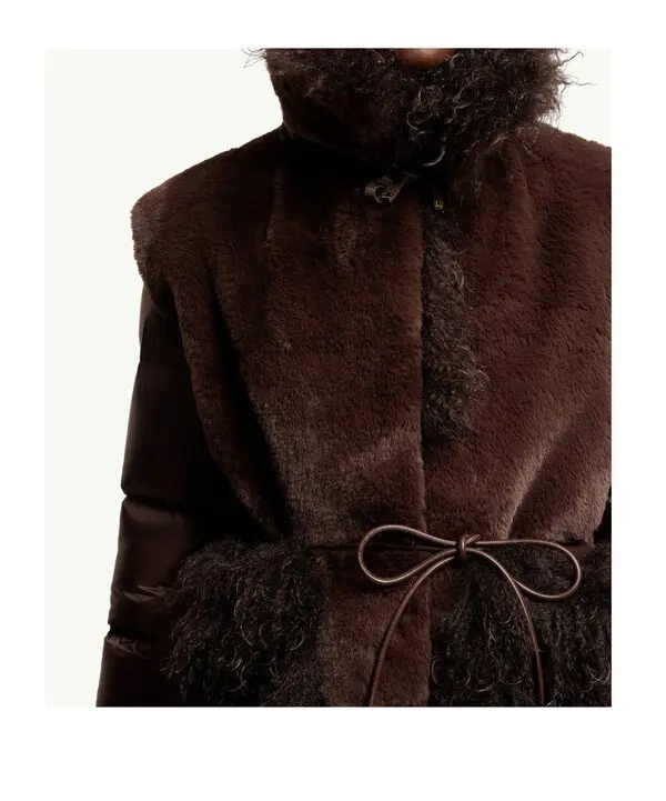 Moncler Drawstring Faux Fur Puffer Coat