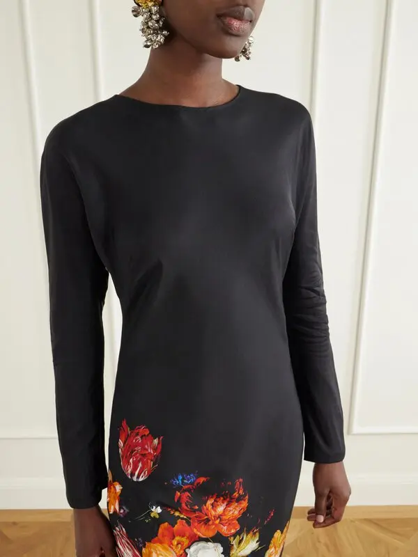 Dries Van Noten Floral-print Crepe-satin Midi Dress