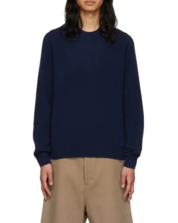 Comme Des Garçons Navy Blue Round Neck Long-sleeved Sweater
