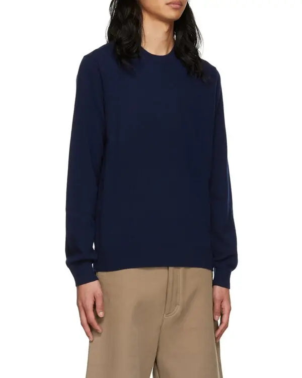 Comme Des Garçons Navy Blue Round Neck Long-sleeved Sweater