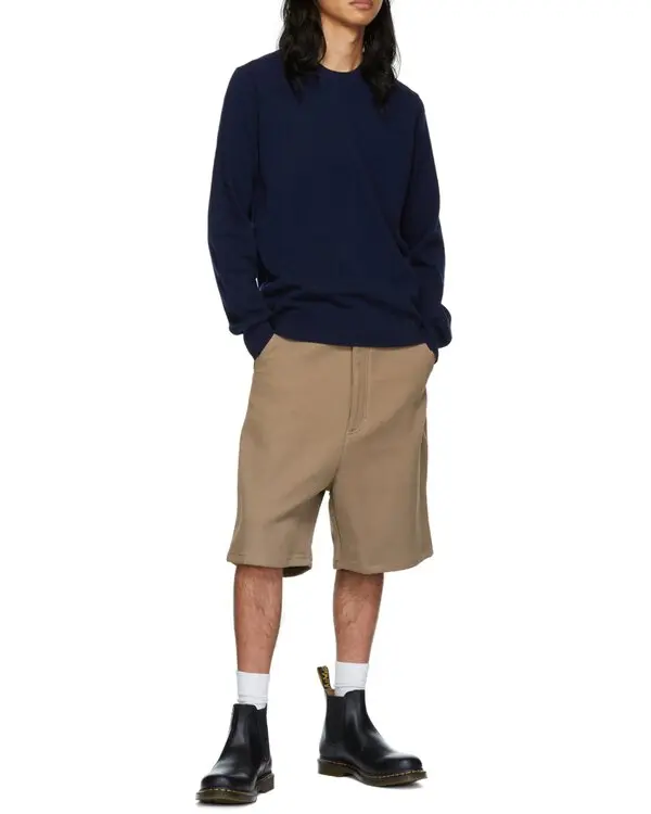 Comme Des Garçons Navy Blue Round Neck Long-sleeved Sweater