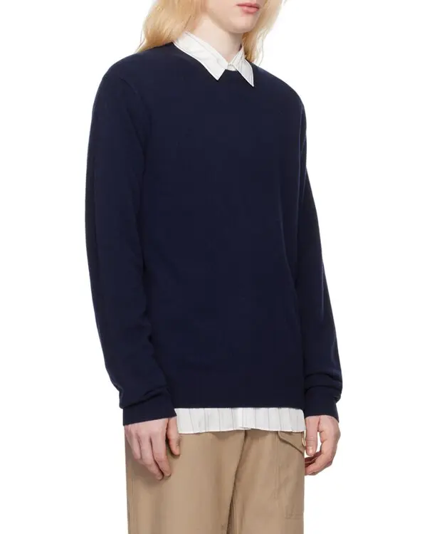 Comme Des Garçons Navy Blue Round Neck Long-sleeved Sweater