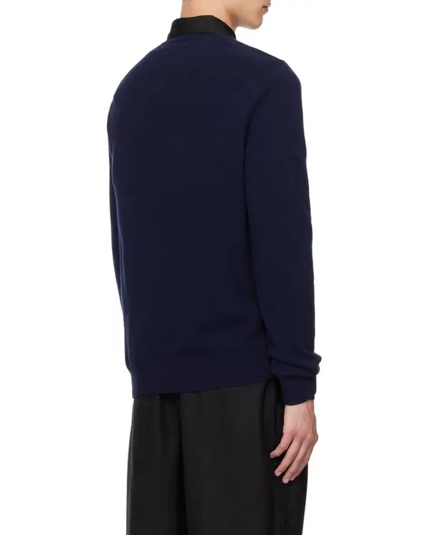 Comme Des Garçons Navy Blue Round Neck Long-sleeved Sweater