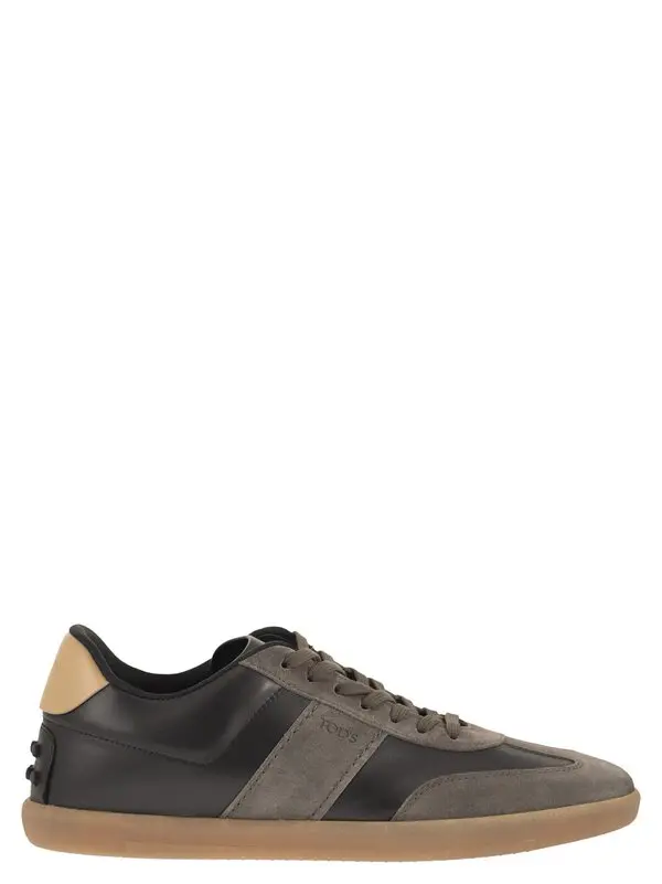 TOD'S Leather And Suede Sneakers With Rubber Sole - Brown