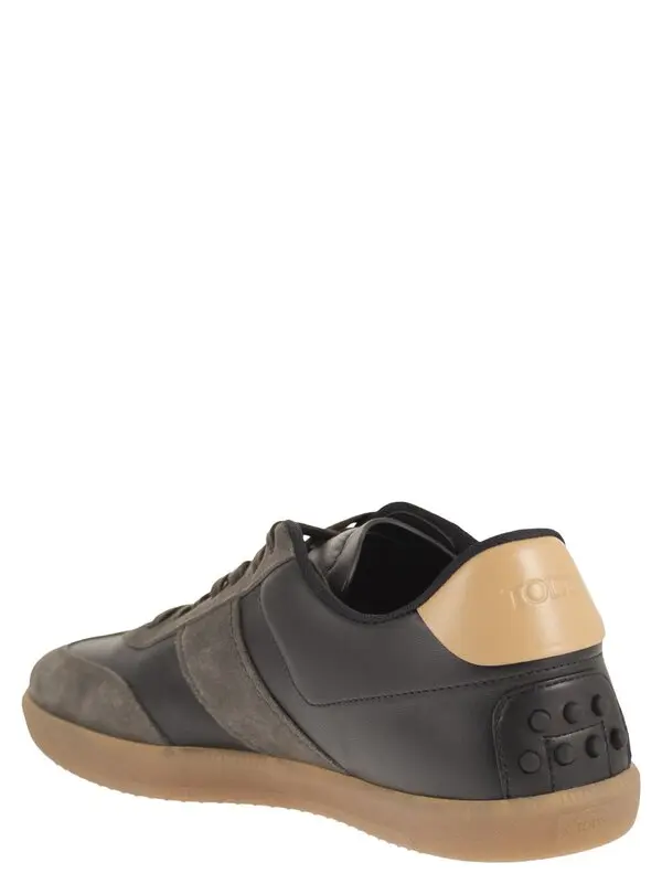 TOD'S Leather And Suede Sneakers With Rubber Sole - Brown