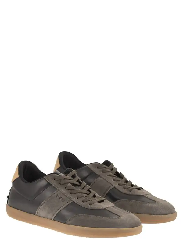 TOD'S Leather And Suede Sneakers With Rubber Sole - Brown