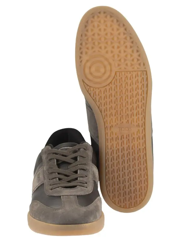 TOD'S Leather And Suede Sneakers With Rubber Sole - Brown