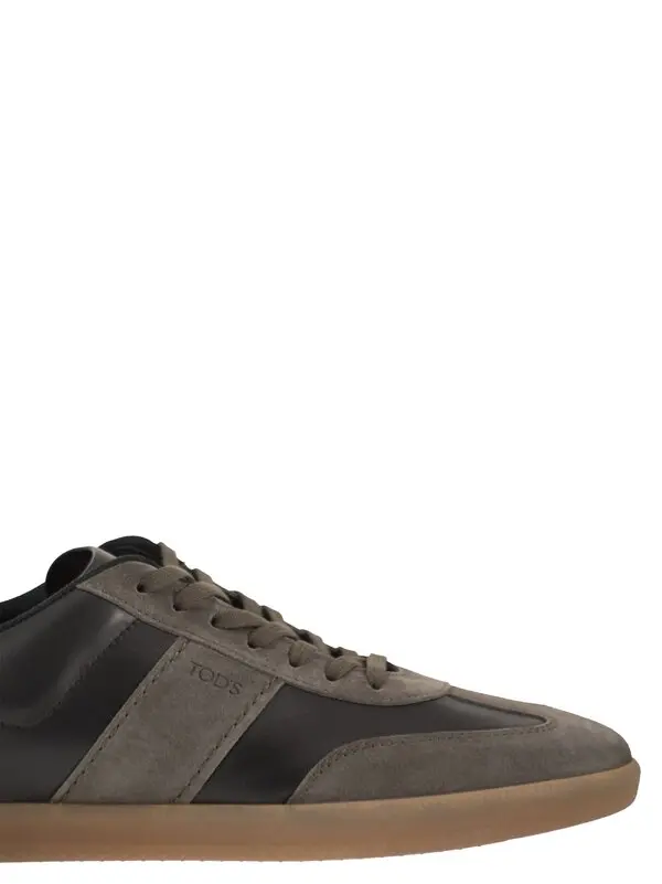 TOD'S Leather And Suede Sneakers With Rubber Sole - Brown