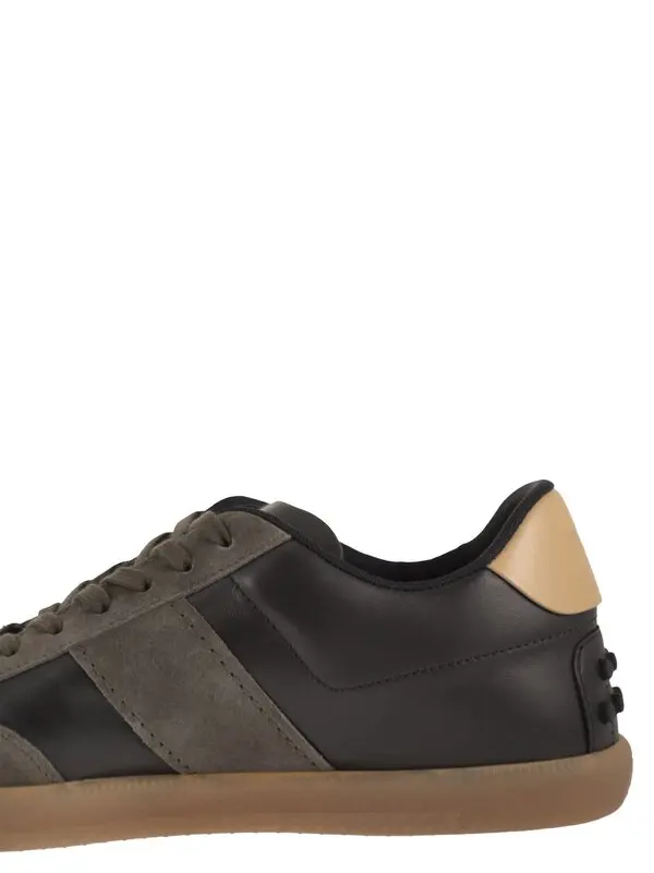 TOD'S Leather And Suede Sneakers With Rubber Sole - Brown