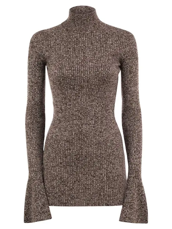 Sportmax Spxbouquet Mélange Virgin Wool Ribbed Turtleneck Jumper - Multicolor