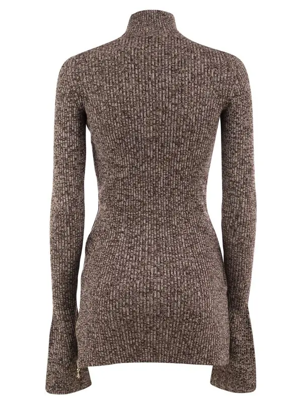 Sportmax Spxbouquet Mélange Virgin Wool Ribbed Turtleneck Jumper - Multicolor