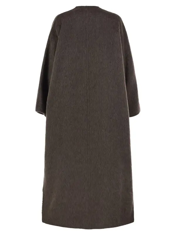 Max Mara Mxsfebo Long Camel And Mohair Coat - Brown