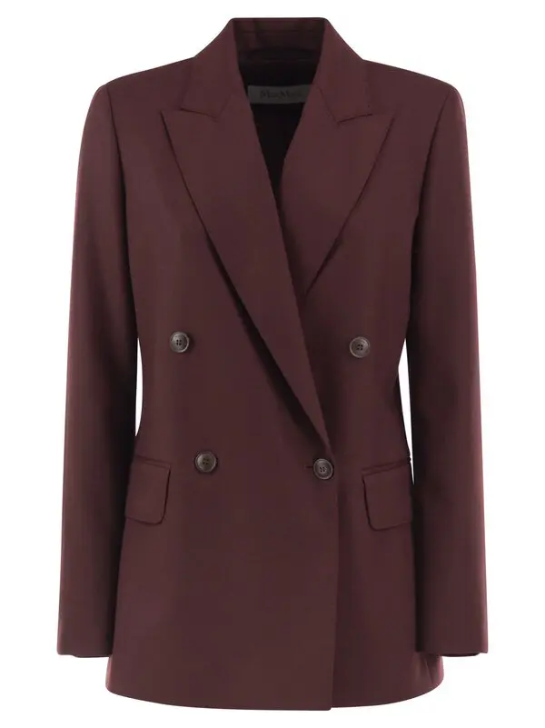 Max Mara Mxmscenico Double-breasted Stretch Virgin Wool Blazer - Multicolor