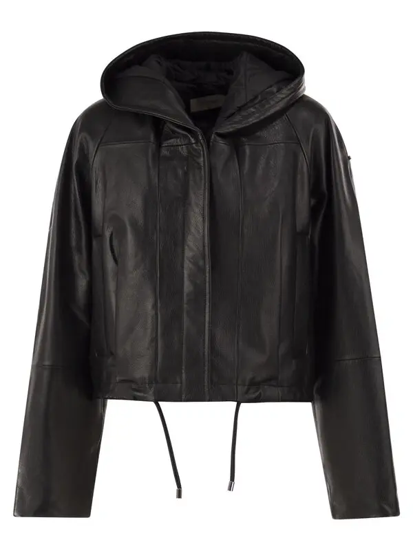 Sportmax Spxkabala Cropped Leather Hooded Jacket
