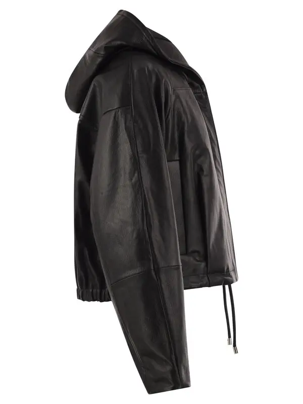 Sportmax Spxkabala Cropped Leather Hooded Jacket